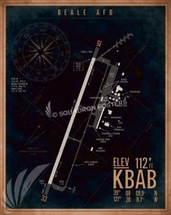 Beale AFB KBAB Airfield Map Art - Squadron Posters