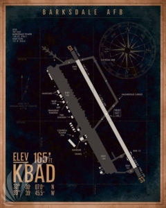 Barksdale AFB KBAD Airfield Map Art - Squadron Posters