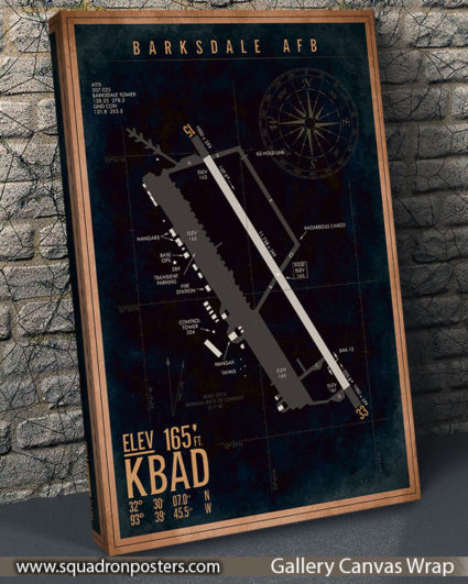 Barksdale AFB KBAD Airfield Map Art - Squadron Posters