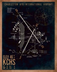 Charleston AFB KCHS Airfield Map Art - Squadron Posters