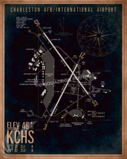 Charleston AFB KCHS Airfield Map Art - Squadron Posters