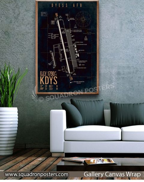 Dyess AFB KDYS Airfield Map Art - Squadron Posters