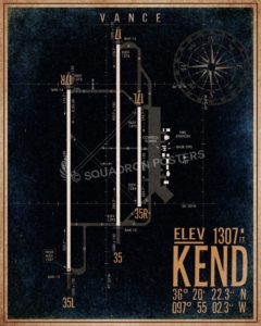 Vance AFB KEND Airfield Map Art - Squadron Posters