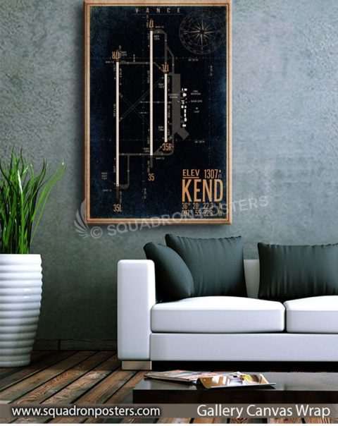 Vance AFB KEND Airfield Map Art - Squadron Posters
