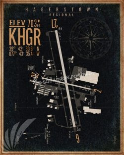 Hagerstown Regional Airport KHGR Airfield Map Art - Squadron Posters