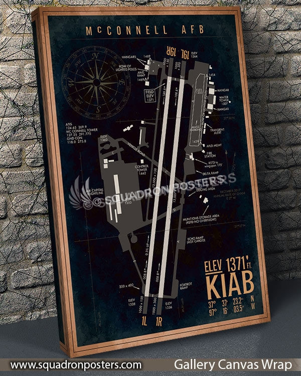 McConnell AFB KIAB Airfield Map Art - Squadron Posters