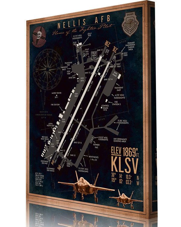 Nellis AFB KLSV 6th WPS Airfield Map Art - Squadron Posters