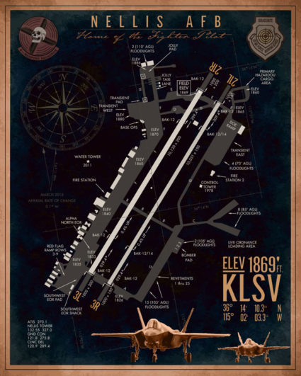 Nellis AFB KLSV 6th WPS Airfield Map Art - Squadron Posters