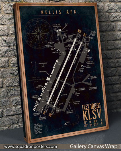 Nellis AFB KLSV Airfield Map Art - Squadron Posters