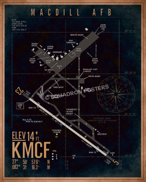 MacDill AFB KMCF Airfield Map Art - Squadron Posters