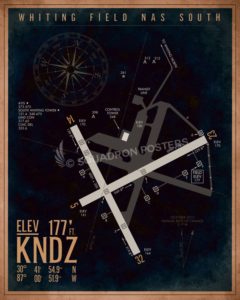 NAS Whiting Field - South KNDZ Airfield Map Art - Squadron Posters