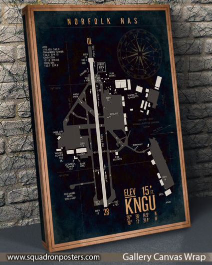 NAS Norfolk KNGU Airfield Map Art - Squadron Posters