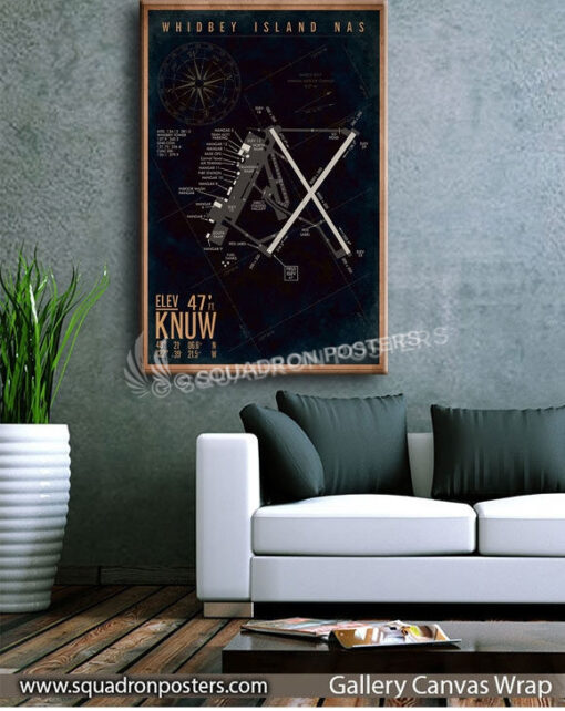 NAS Whidbey Island KNUW Map Art - Squadron Posters