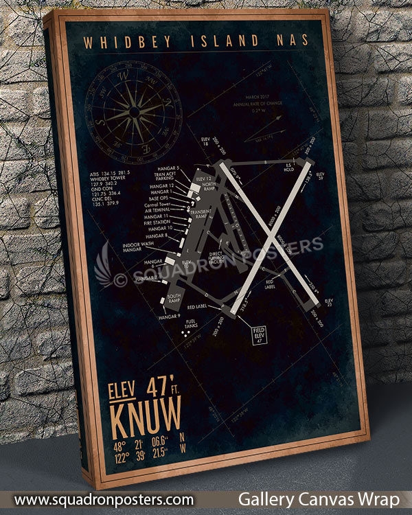 NAS Whidbey Island KNUW Map Art - Squadron Posters