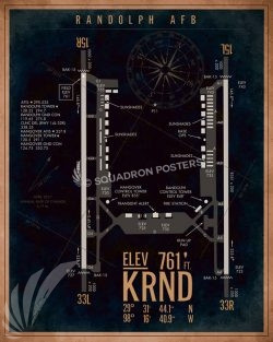 Randolph AFB KRND Airfield Map Art - Squadron Posters