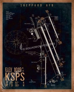 Sheppard AFB KSPS Airfield Map Art - Squadron Posters