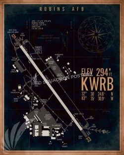 Robins AFB KWRB Airfield Map Art - Squadron Posters