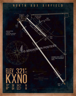 KXNO North Aux Airfield Map Art - Squadron Posters