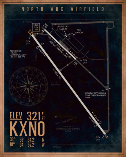 KXNO North Aux Airfield Map Art - Squadron Posters