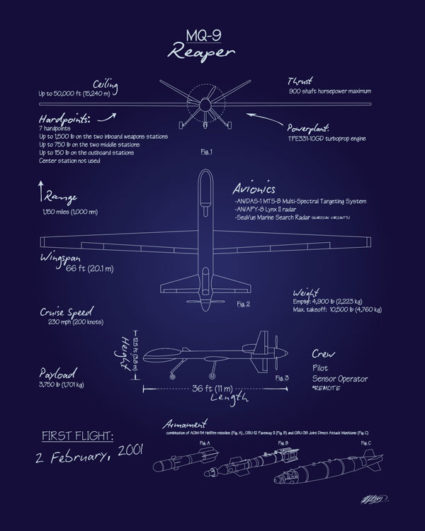 MQ-9 Reaper Blueprint Canvas - Squadron Posters