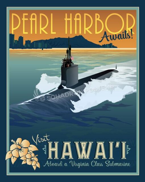 NB Pearl Harbor Virginia Class Submarine - Squadron Posters