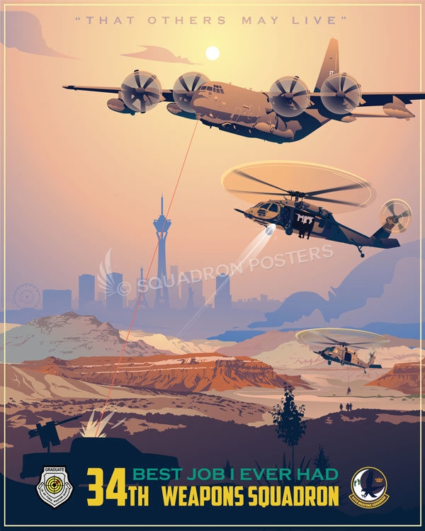 Nellis AFB 34th WPS HC-130J HH-60 - Squadron Posters