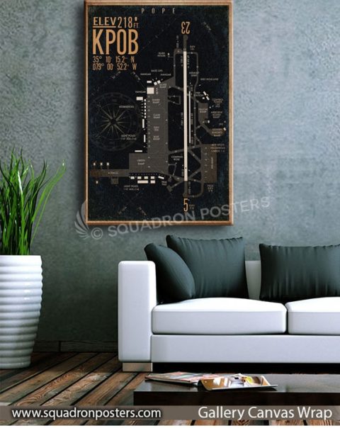 Pope Field KPOB Airfield Map Art - Squadron Posters