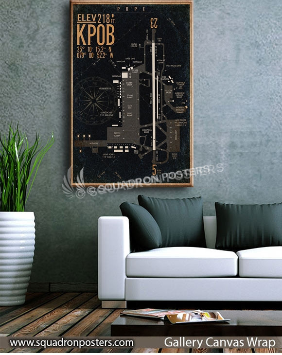Pope Field KPOB Airfield Map Art - Squadron Posters