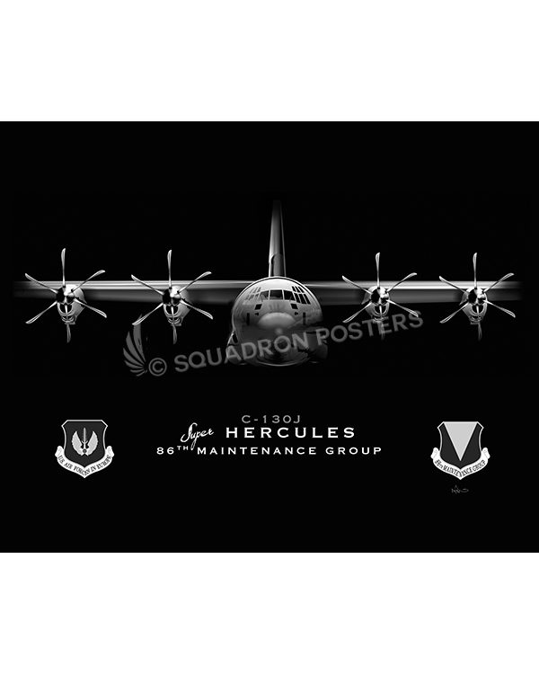 C-130J 86 MXG Jet Black Lithograph - Squadron Posters