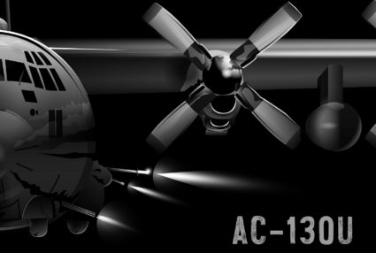 AC-130U Jet Black Super Wide Canvas Print - Squadron Posters