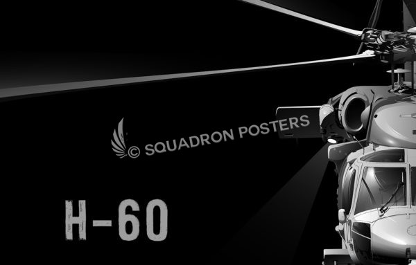 H-60 USAF variant Jet Black Super Wide Canvas Print - Squadron Posters