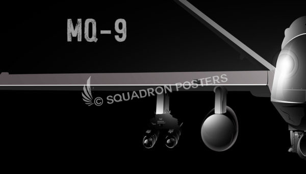 MQ-9 Reaper with Fuel Tank Jet Black Super Wide Canvas Print - Squadron ...