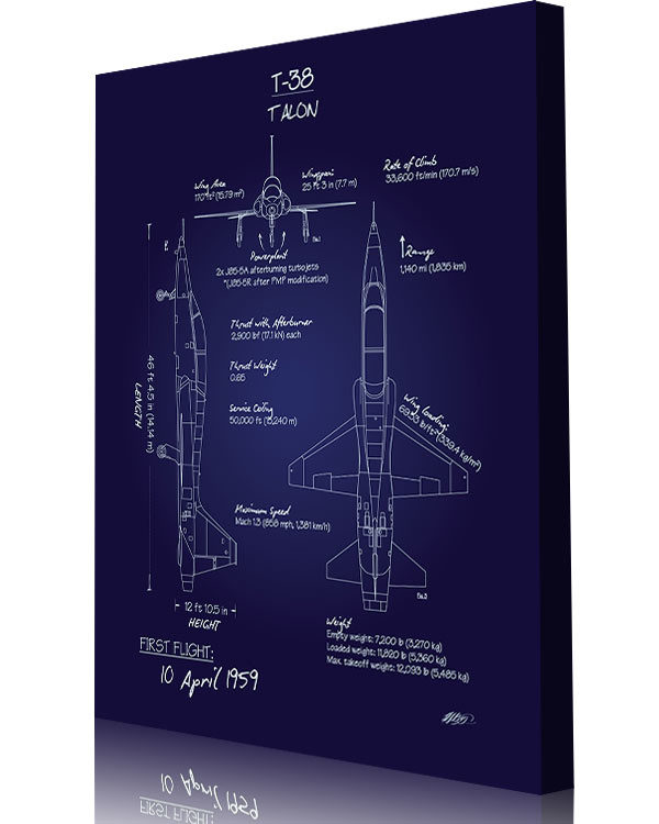 T-38 Talon Blueprint Art - Squadron Posters