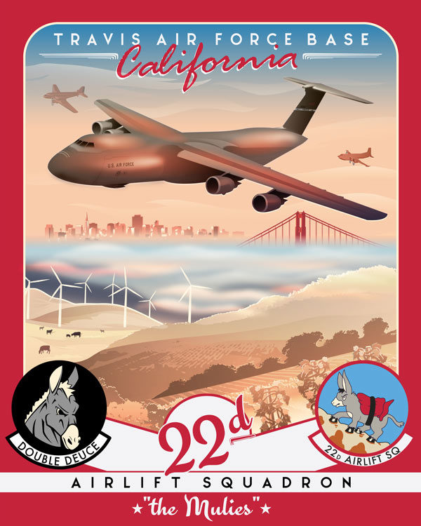 Travis AFB C-5 Galaxy 22d AS The Mulies - Squadron Posters