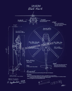 UH-60M Black Hawk Blueprint - Squadron Posters