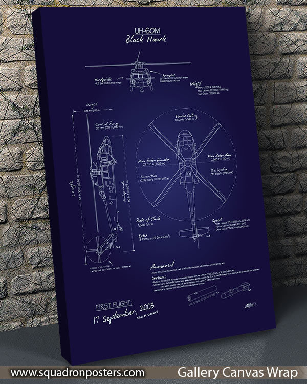 UH-60M Black Hawk Blueprint - Squadron Posters