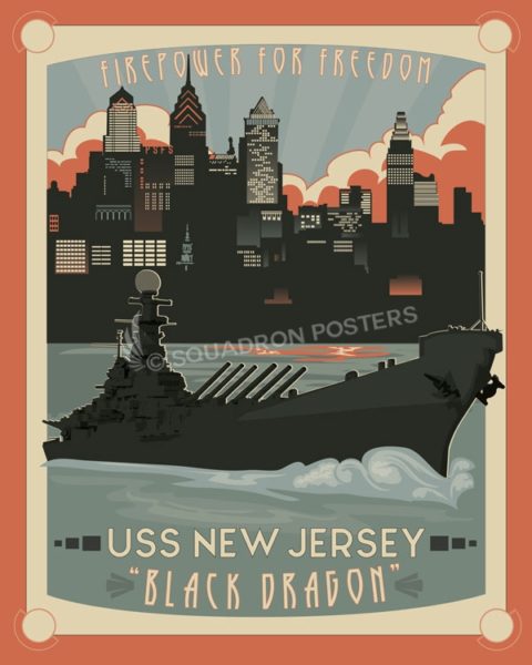 USS New Jersey (BB-62) Firepower for Freedom - Squadron Posters