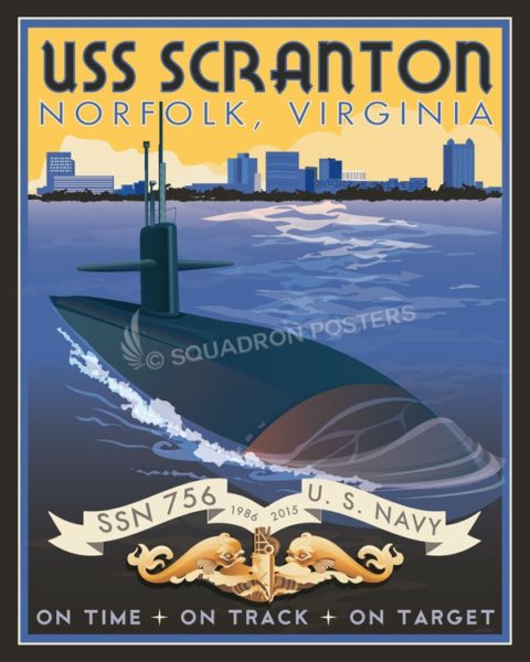 Norfolk Virginia USS Scranton (SSN-756) Gold - Squadron Posters