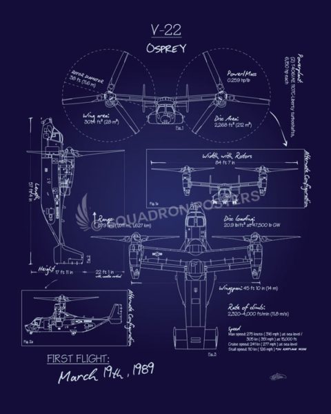 V-22 Osprey Blueprint Art - Squadron Posters