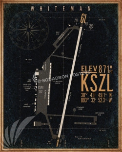 Whiteman AFB KSZL Airfield Map Art - Squadron Posters