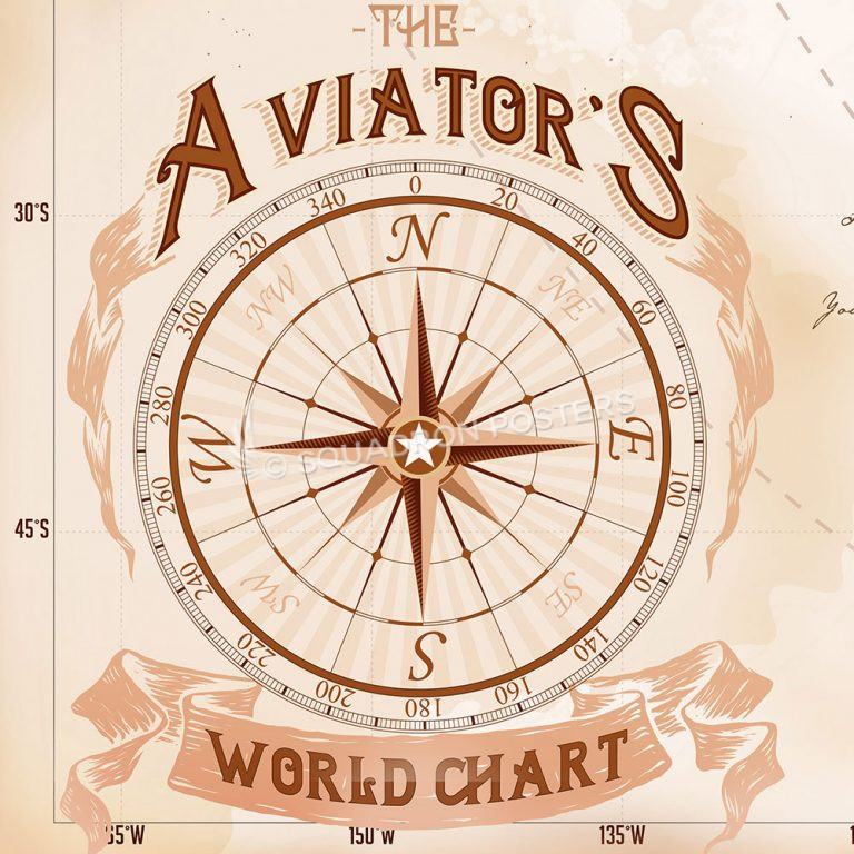 The Aviator's World Map - push pin travel map - Squadron Posters