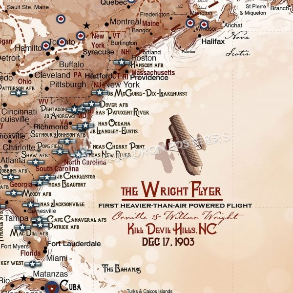 The Aviator's World Map - push pin travel map - Squadron Posters