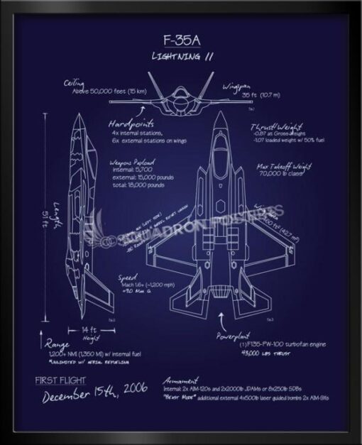 F-35A Blueprint Art - Squadron Posters