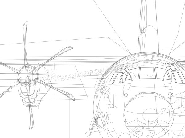 C-130 43rd AES Pope Field Jet Black Lithograph - Squadron Posters