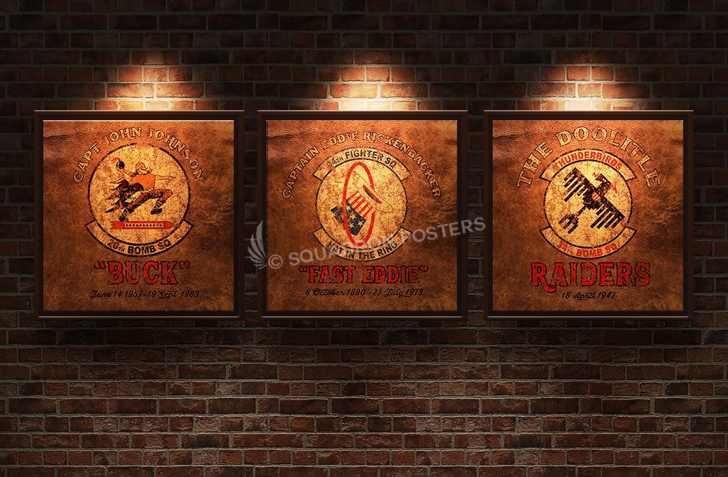 Leather Bomber Jacket Style – Custom Patch Art - Squadron Posters